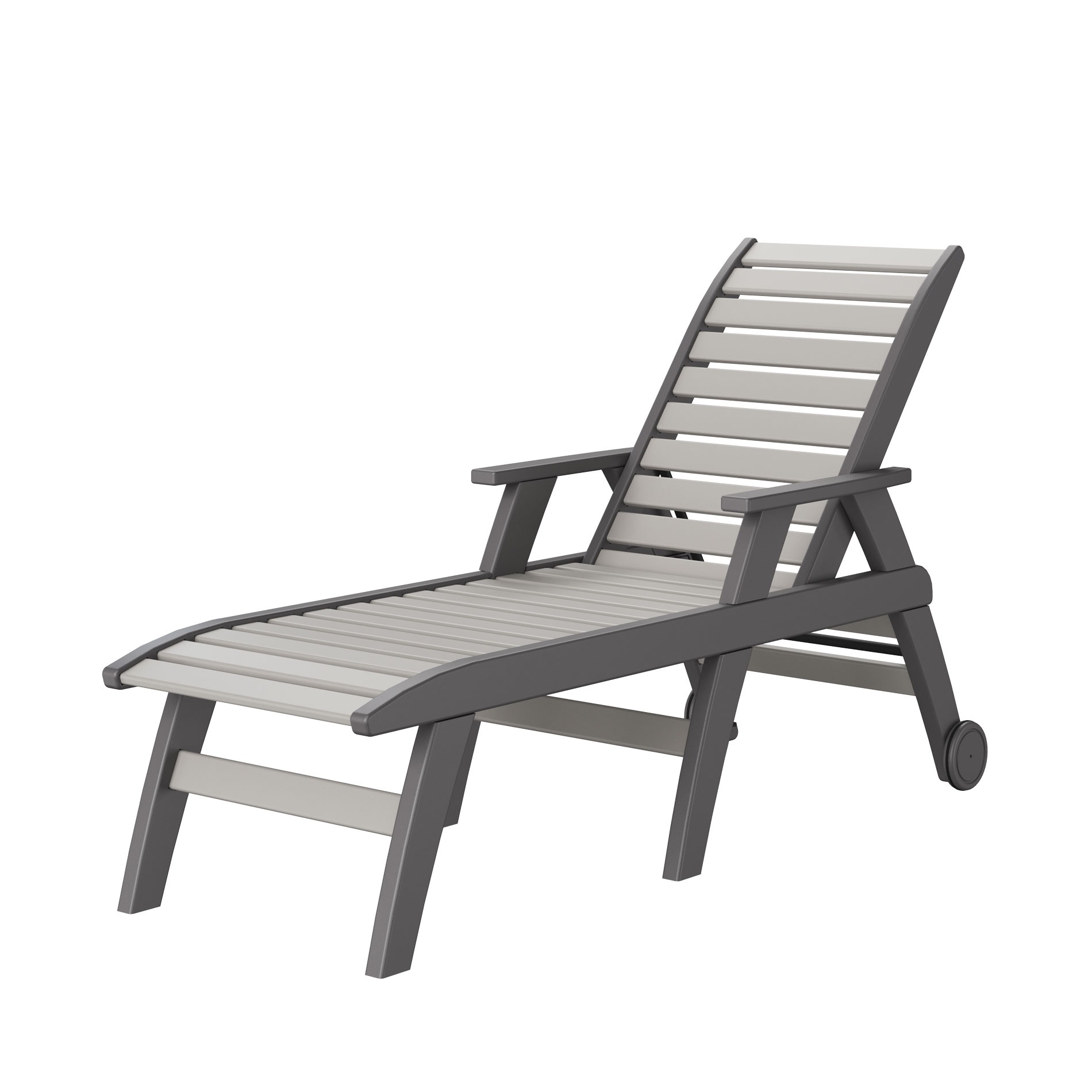 Raised Chaise Lounge With Arm - Light Grey Slats / Dark Grey Frame ...